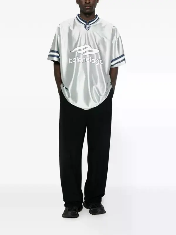 Balenciaga Logo V-neck T-shirt - Grey