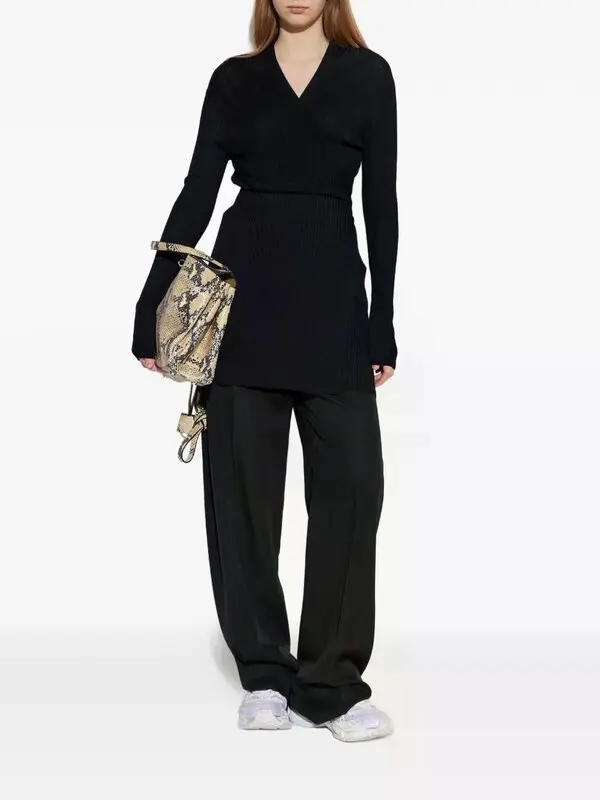 Balenciaga Ribbed-knit Wrap-tie Cardigan