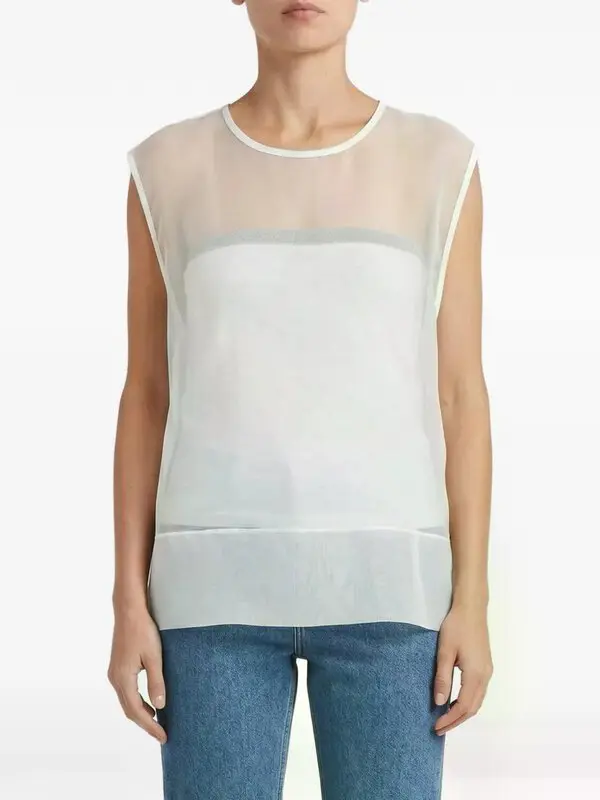 Brunello Cucinelli Sleeveless Sheer Overlay Top - White