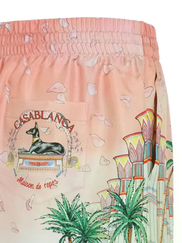 Casablanca Graphic Print Silk Shorts