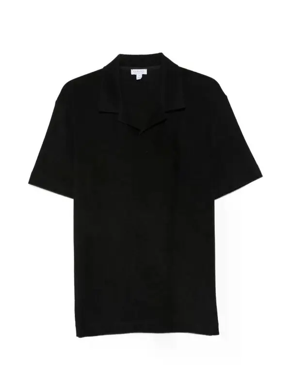 Sunspel Towelling Polo Shirt - Black