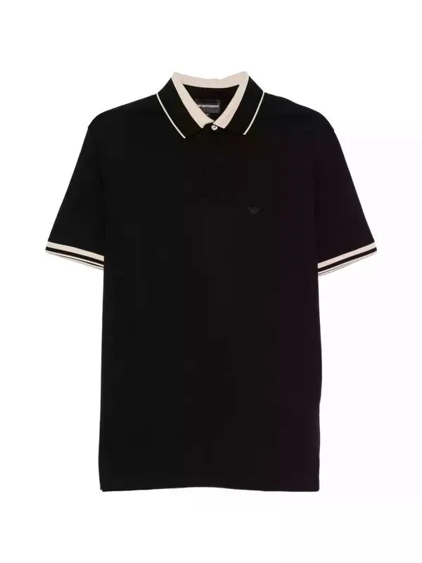 Emporio Armani Logo-embroidered Polo Shirt - Black