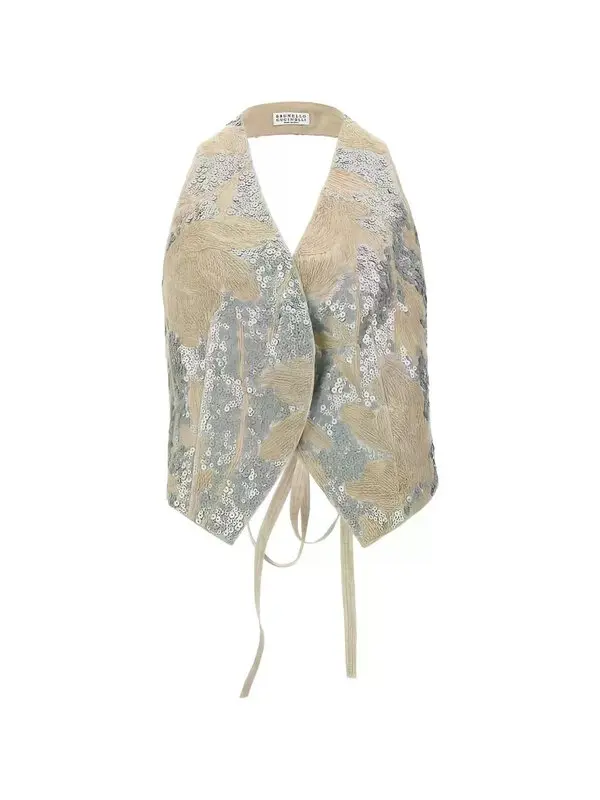 Brunello Cucinelli Sequin Embellished Embroidered Vest