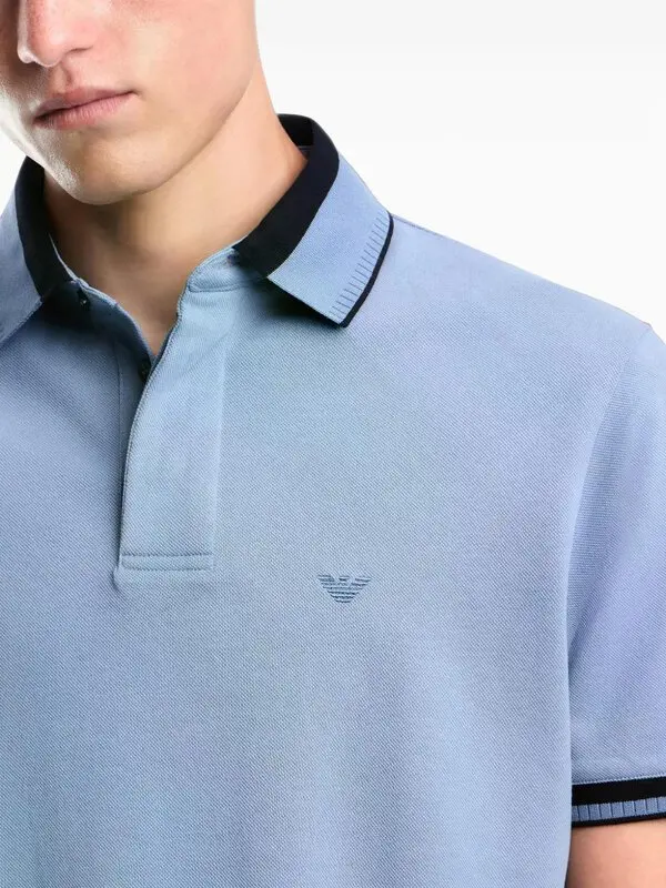 Emporio Armani Logo-embroidered Polo Shirt - Blue