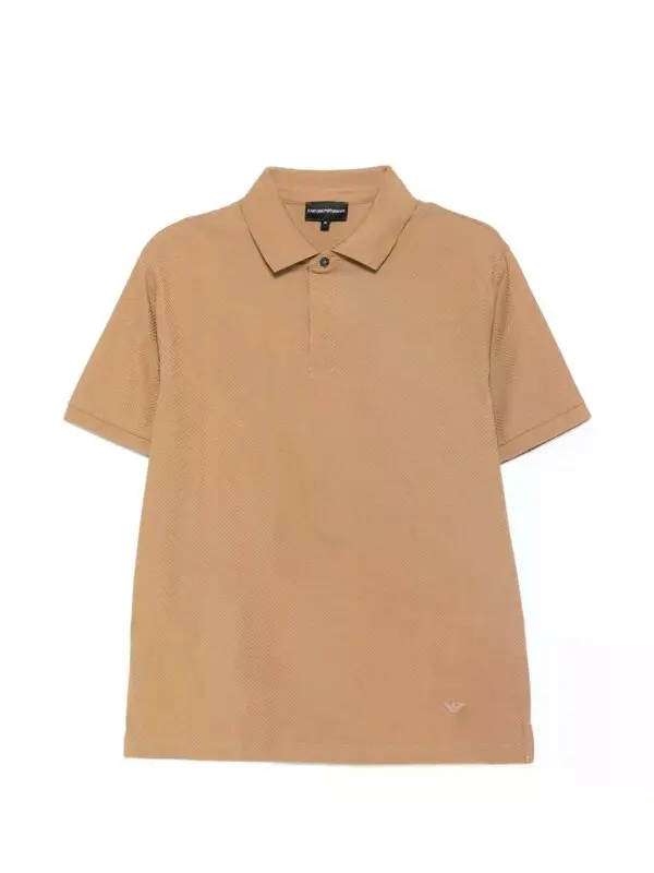 Emporio Armani Chevron-knit Short-sleeve Polo Shirt - Neutrals