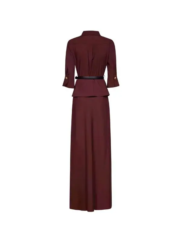SELF-PORTRAIT Jewel-button Peplum Waist Maxi Dress