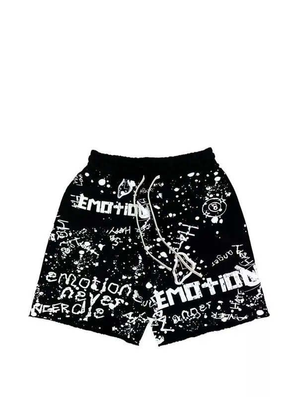MIXED EMOTION Graffiti Print Track Shorts