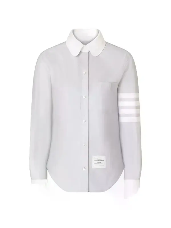 Thom Browne Cotton 4-bar Stripe Button-up Shirt - Grey