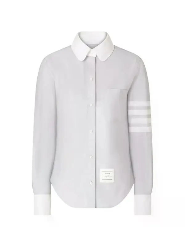 Thom Browne Cotton 4-bar Stripe Button-up Shirt - Grey