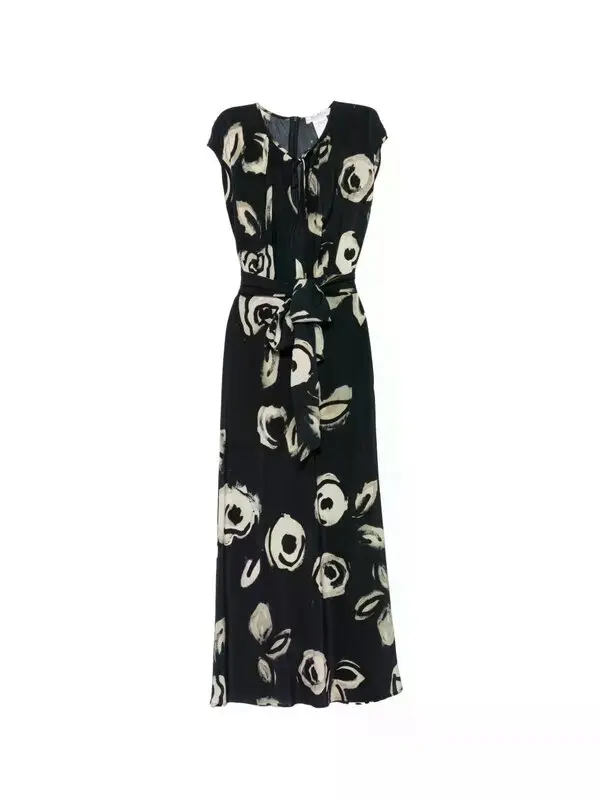 Max Mara Floral Print Tie-waist Dress - Blue