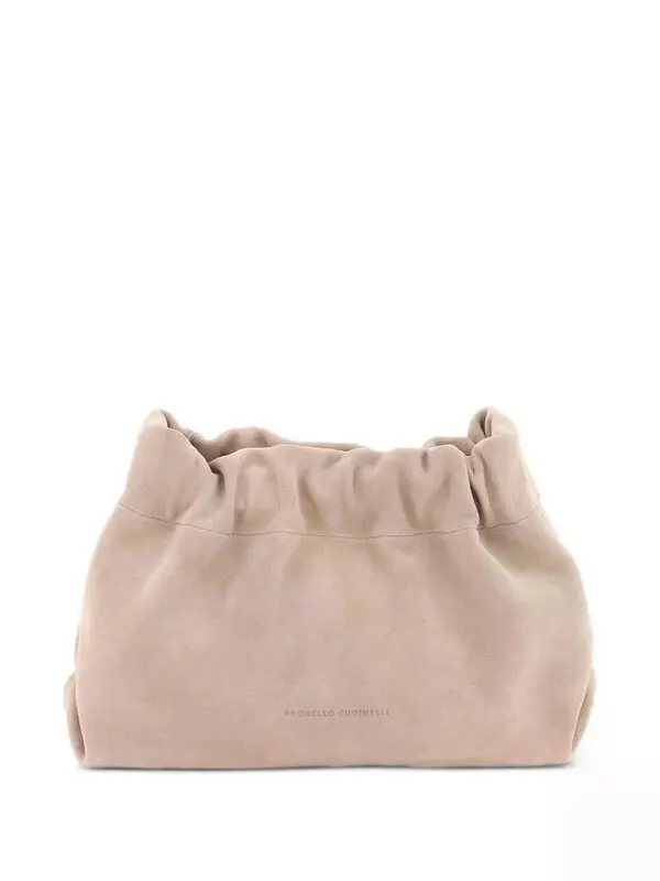 Brunello Cucinelli Gathered Suede Clutch Bag
