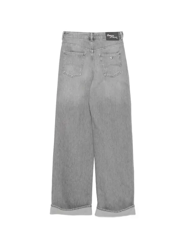 Emporio Armani Logo Plaque Turn-up Jeans