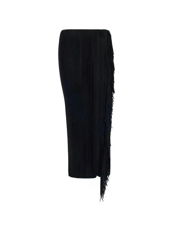 Emporio Armani Ribbed-knit Fringe Maxi Skirt - Black