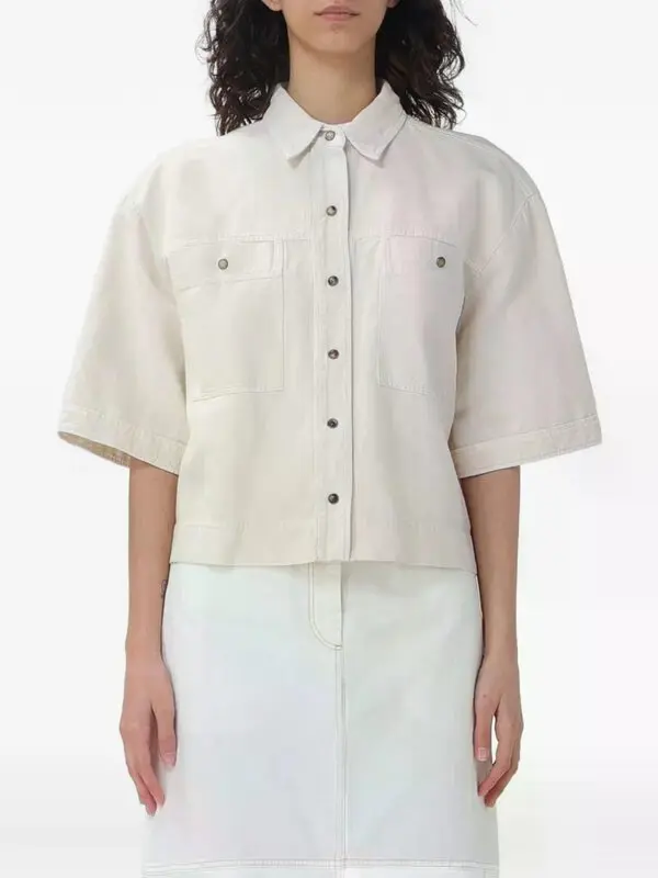 Brunello Cucinelli Short Sleeve Boxy Shirt - Neutrals
