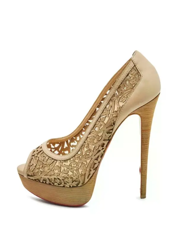 CHRISTIAN LOUBOUTIN Pampas Laser-cut Platform Pumps - Neutrals
