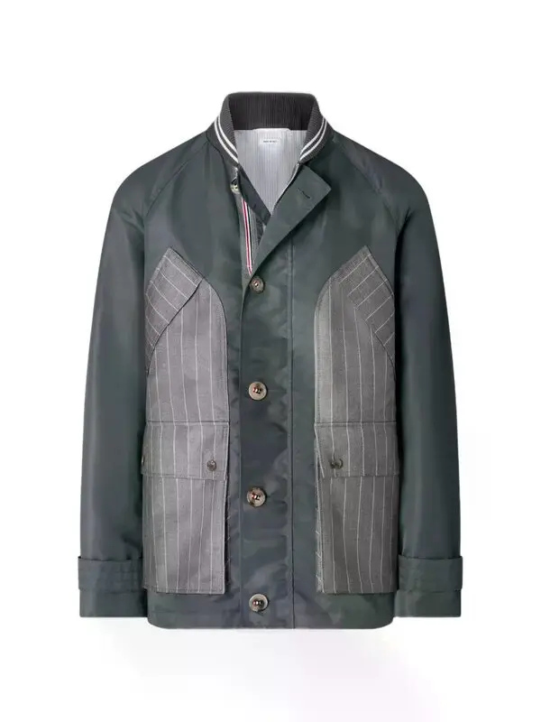 Thom Browne Pinstripe-panelled Field Jacket - Grey