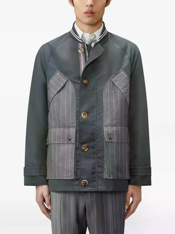 Thom Browne Pinstripe-panelled Field Jacket - Grey