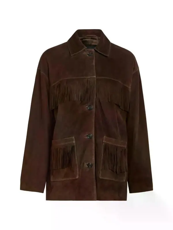 NILI LOTAN Foudre Fringe-trimmed Suede Jacket - Brown