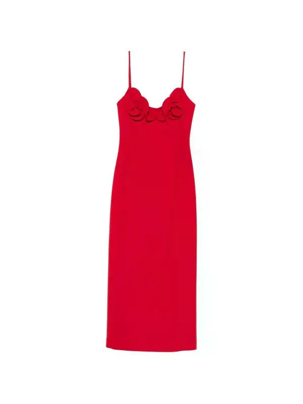 Magda Butrym Floral Appliqué Midi Dress - Red