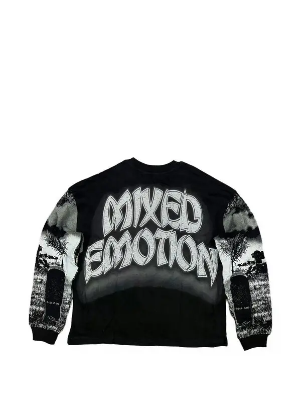 Mixed Emotion Tombstone Graphic-print Cotton Sweatshirt