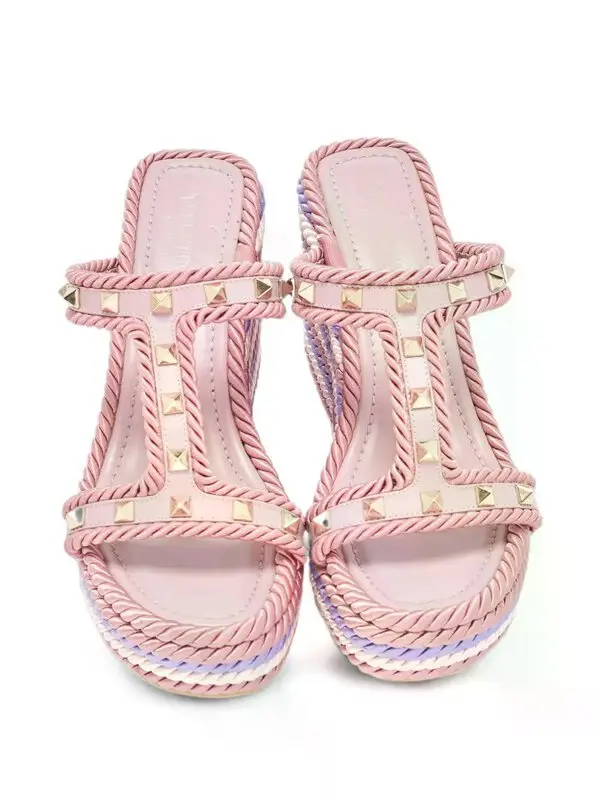 Valentino Garavani Torchon Rockstud Wedge Sandals