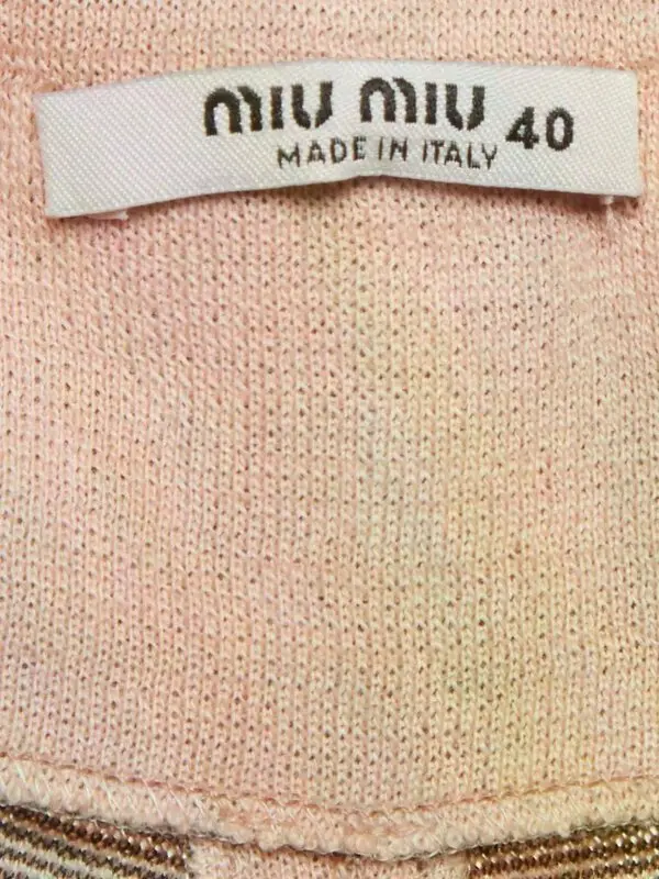 Miu Miu Beige Striped Wide-leg Trousers