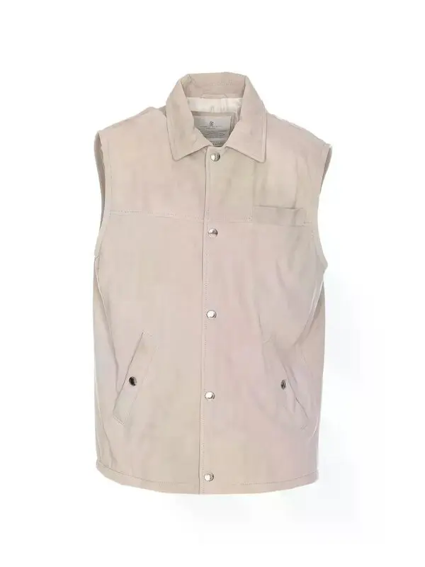 Brunello Cucinelli Sleeveless Leather Jacket - Neutrals