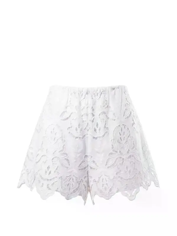 TOCCIN Pavlina Guipure-lace Scalloped-edge Shorts - White