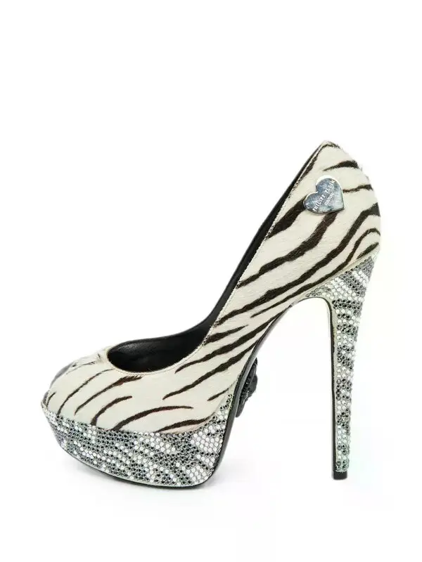 Philipp Plein Crystal Embellishment Platform Heeled Pumps - Neutrals