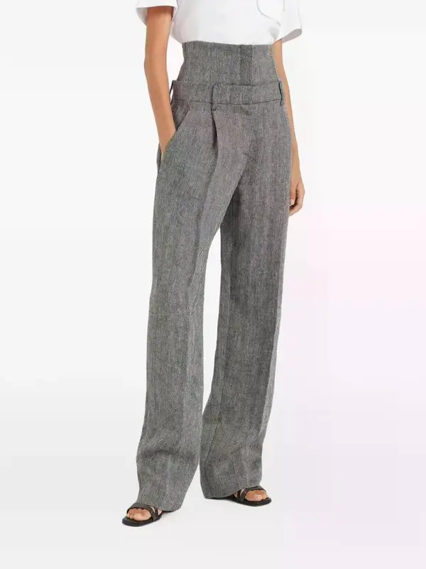 Brunello Cucinelli Herringbone Wide-leg Trousers - Grey