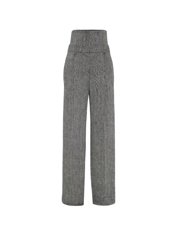 Brunello Cucinelli Herringbone Wide-leg Trousers
