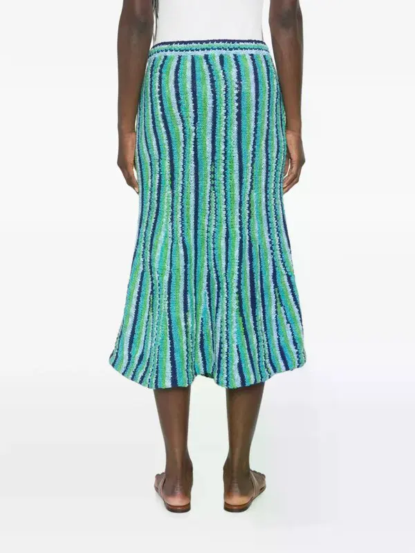 Tory Burch Striped Midi Skirt