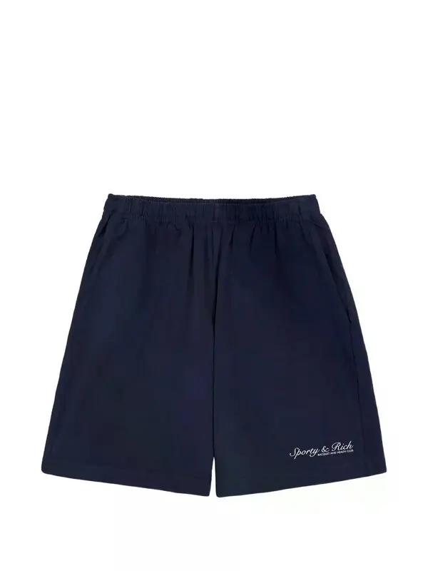 SPORTY & RICH Syracuse Embroidered-logo Shorts - Blue