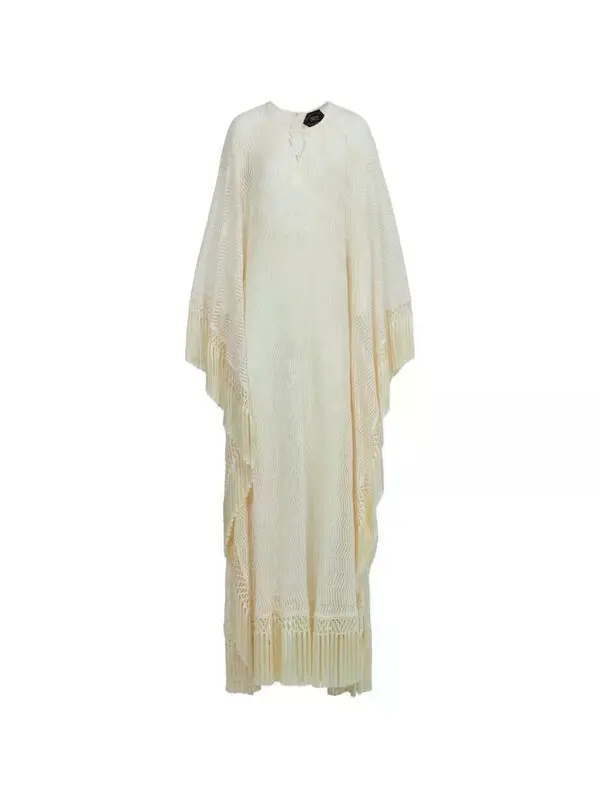 TALLER MARMO Santa Fe Fringed Kaftan Maxi Dress - Neutrals