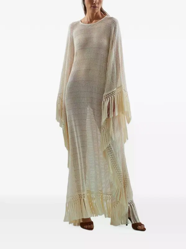 TALLER MARMO Santa Fe Fringed Kaftan Maxi Dress