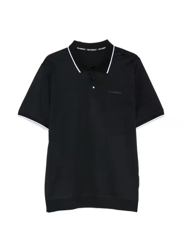 Karl Lagerfeld Logo-print Tipped-collar Polo Shirt