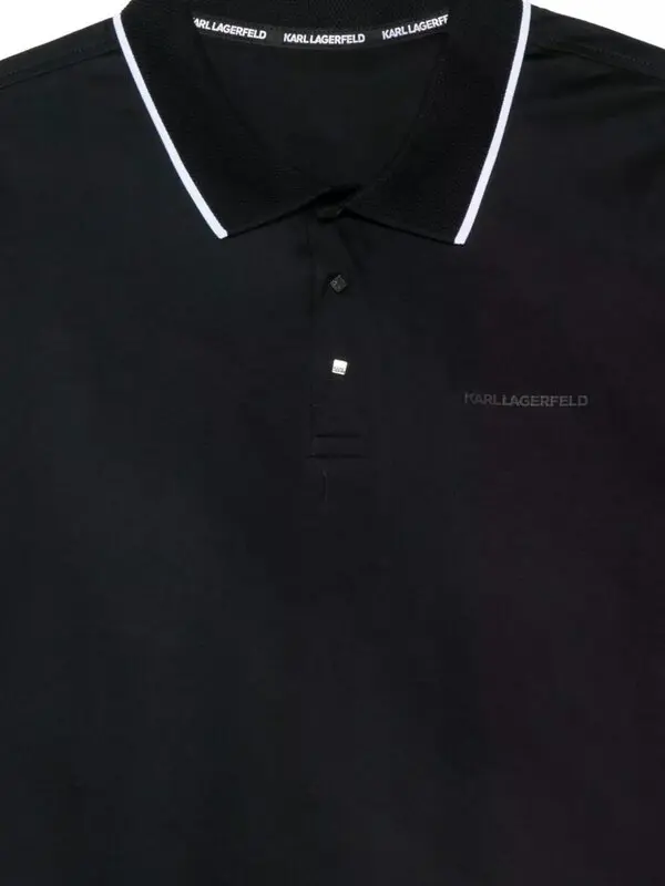 Karl Lagerfeld Logo-print Tipped-collar Polo Shirt