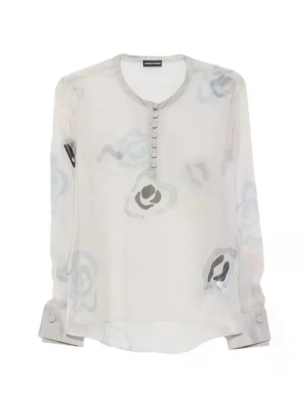 Emporio Armani Printed Silk Blouse - Grey