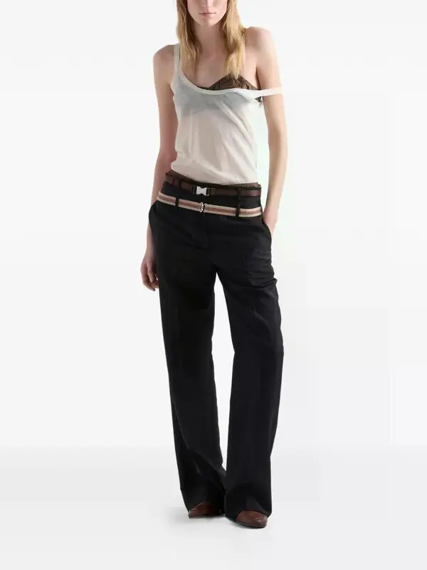 Prada Kid Mohair Wide-leg Tailored Pants - Black