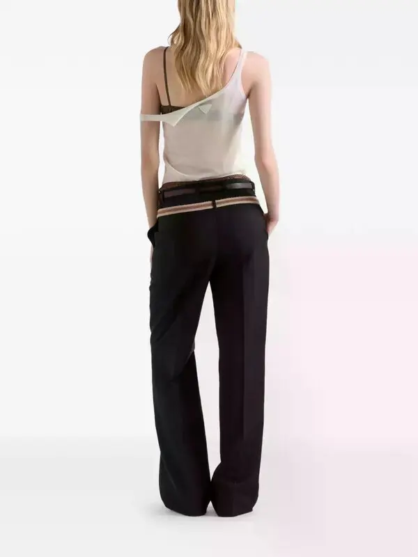 Prada Kid Mohair Wide-leg Tailored Pants