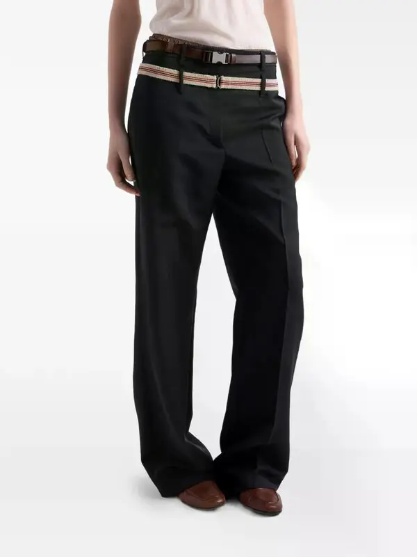 Prada Kid Mohair Wide-leg Tailored Pants