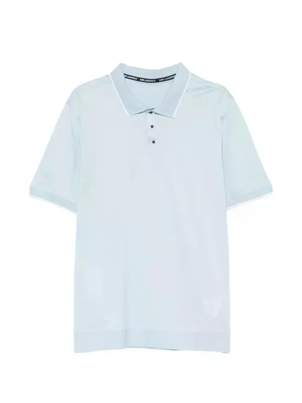 Karl Lagerfeld Logo-print Tipped-collar Polo Shirt - Blue