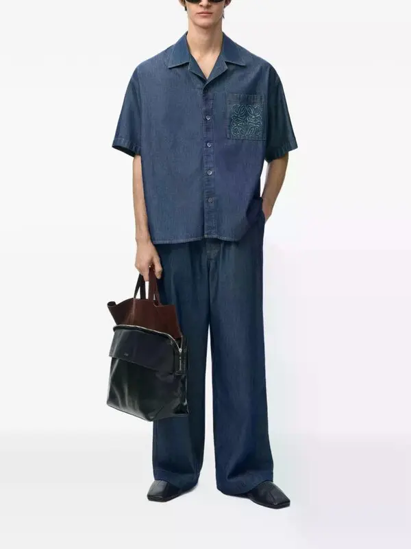 Loewe Drawstring Chambray Trousers - Blue