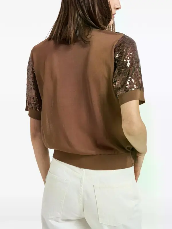 Liu Jo Sequin Embellished Short Sleeve Blouse