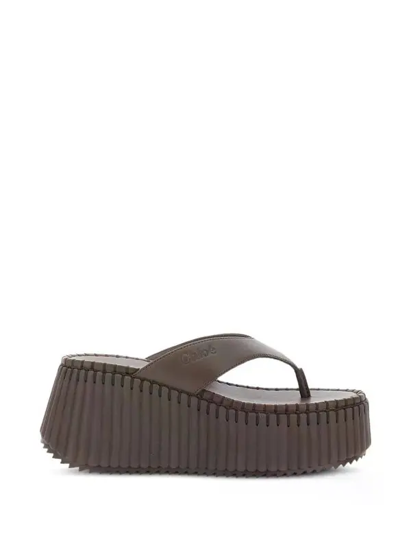 Chloé Platform Thong Sandals - Brown