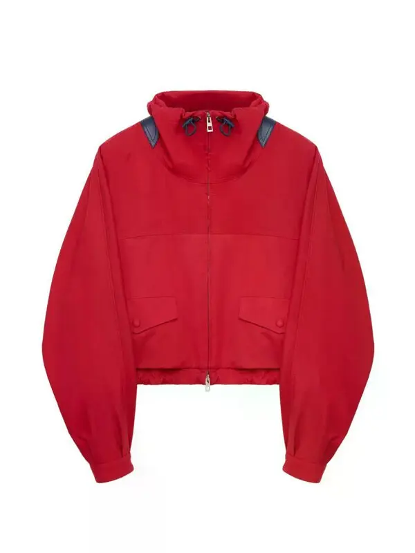 Loewe High Neck Zip-fastening Jacket With Leather Trim - Red