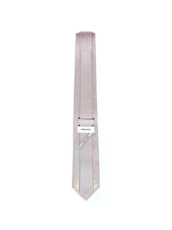 FERRAGAMO Silk Gancini Print Neck Tie - Pink
