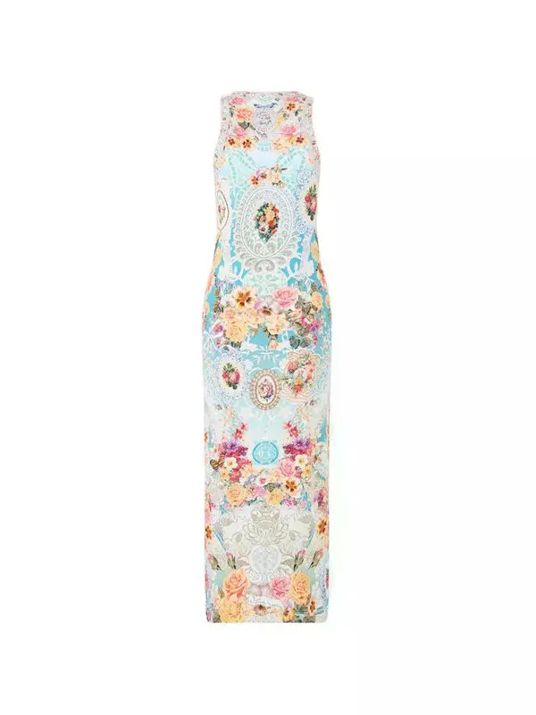 Camilla Lace Floral-print Midi Dress - Blue
