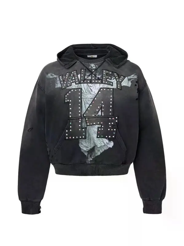 VALE FOREVER Graphic Print Distressed Hoodie