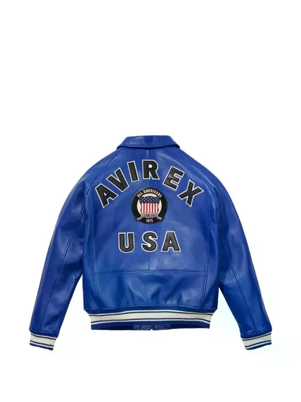 Our Legacy Logo-patch Leather Jacket - Blue